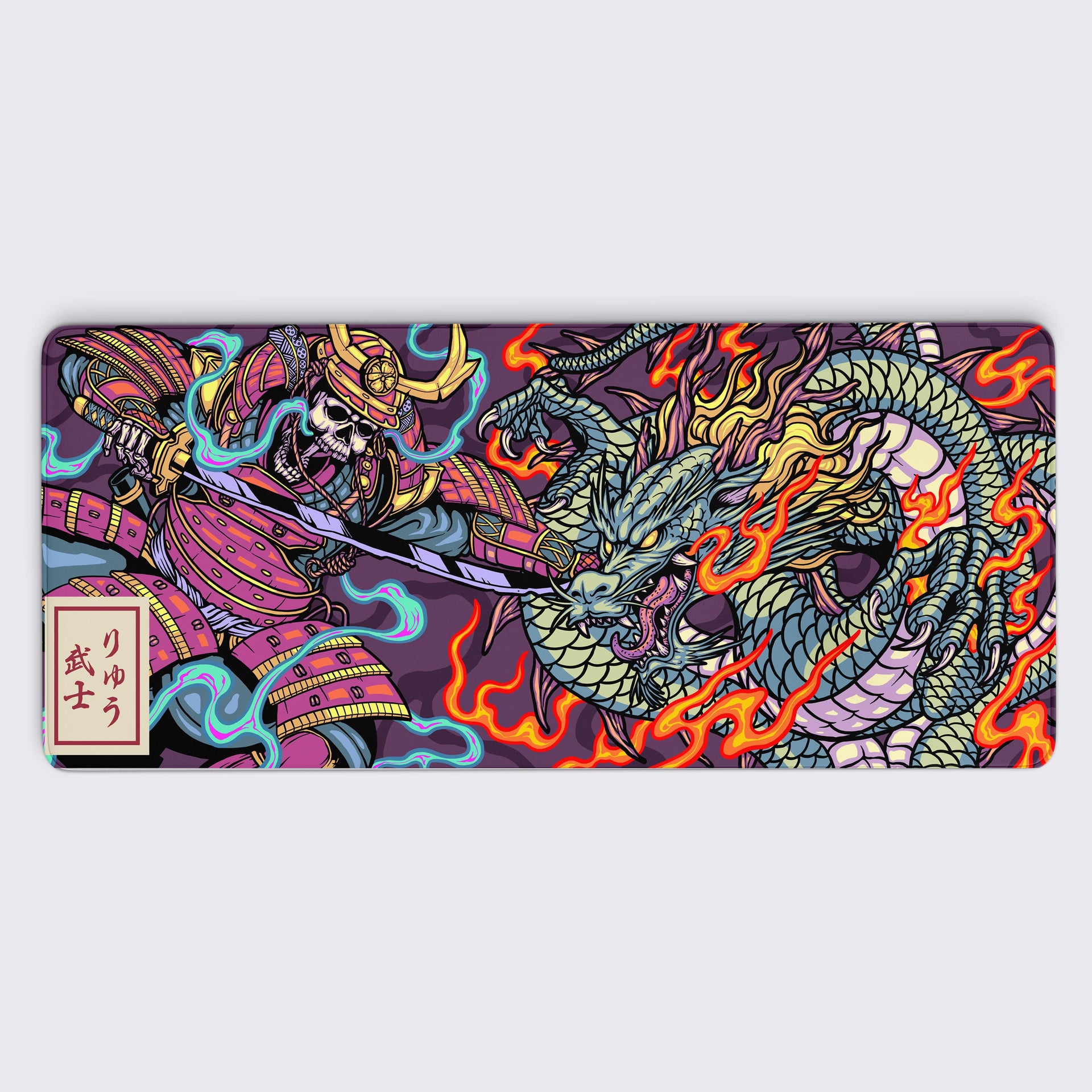 Fourth Wing Dragons Desk Pad, Fantasy Dragon Play Mat, Golden Blue ...