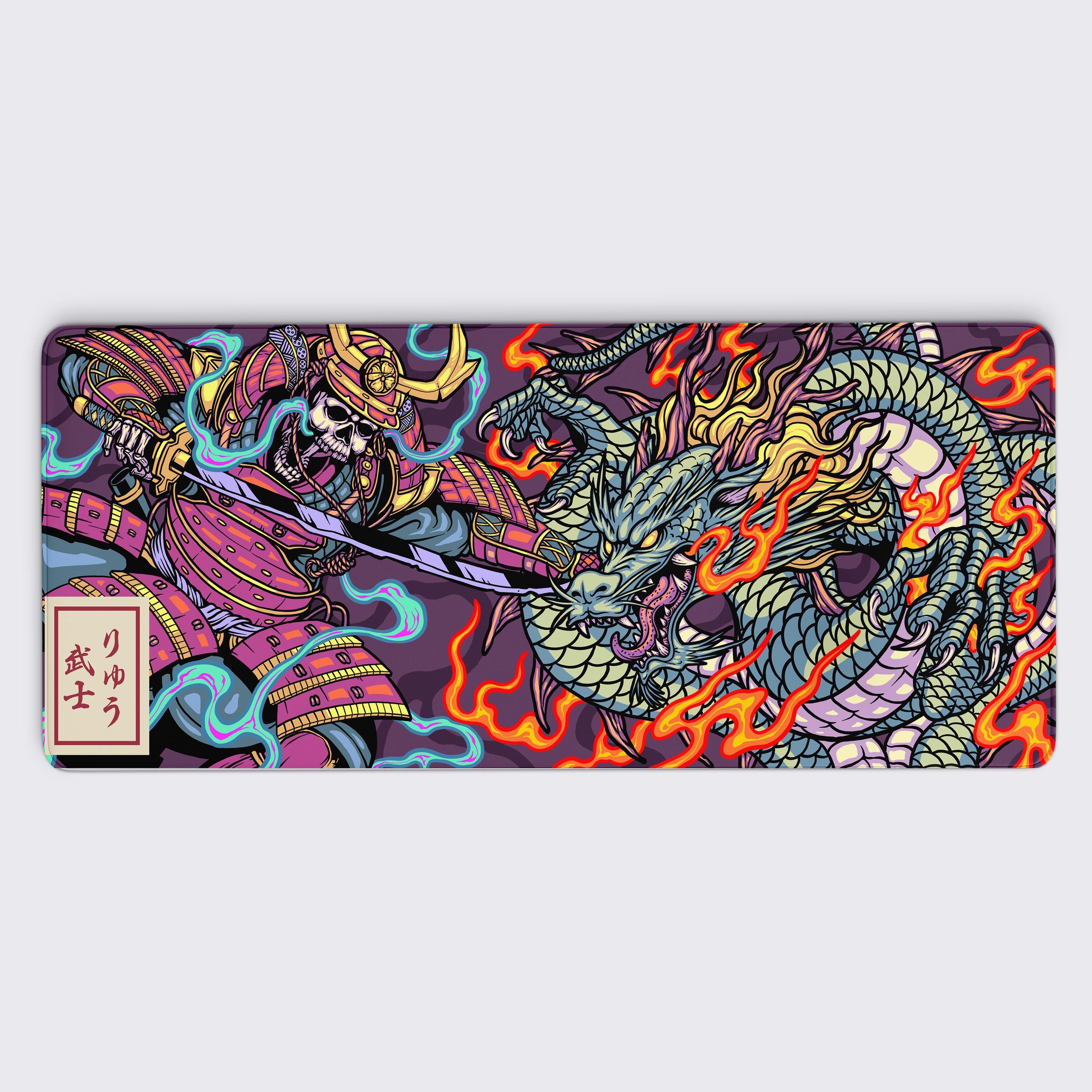 Fourth Wing Dragons Desk Pad, Fantasy Dragon Play Mat, Golden Blue ...