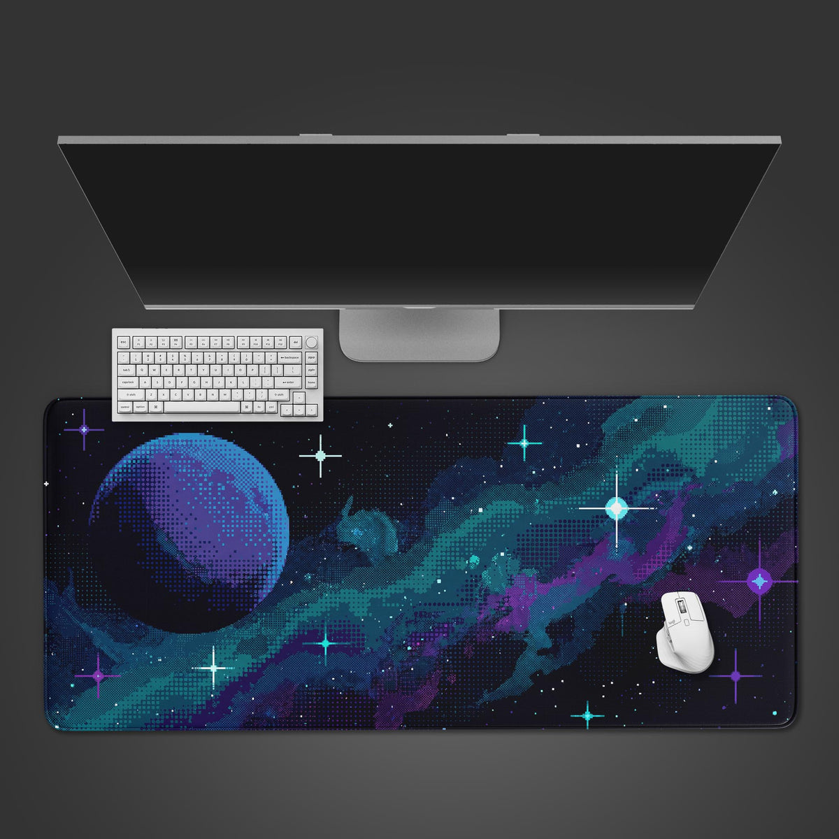 8-Bit Cosmos – Pixel Art Gaming Desk Mat, XL Space Mouse Pad, Retro ...