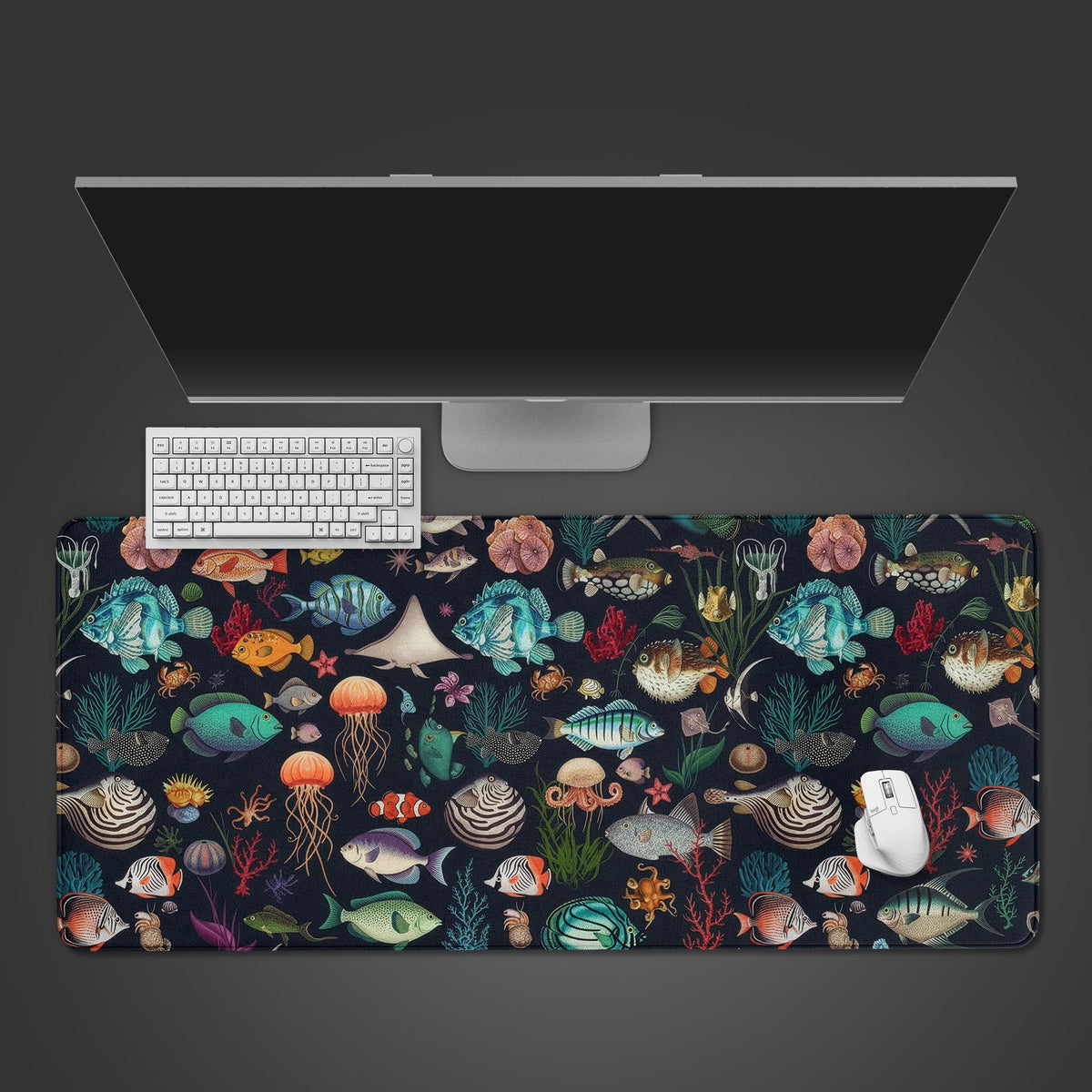 Coral Realm Desk Mat – Intricate Ocean Pattern, Large Extended Mouse ...