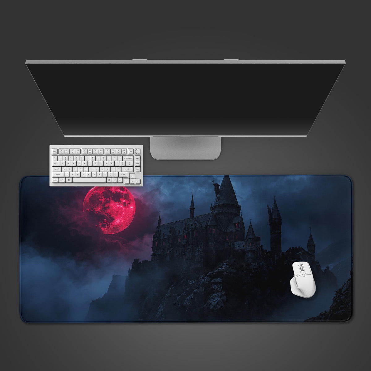 Gothic Desk Mat – Gothic Reign Castle & Blood Moon, Large Gaming Mouse ...