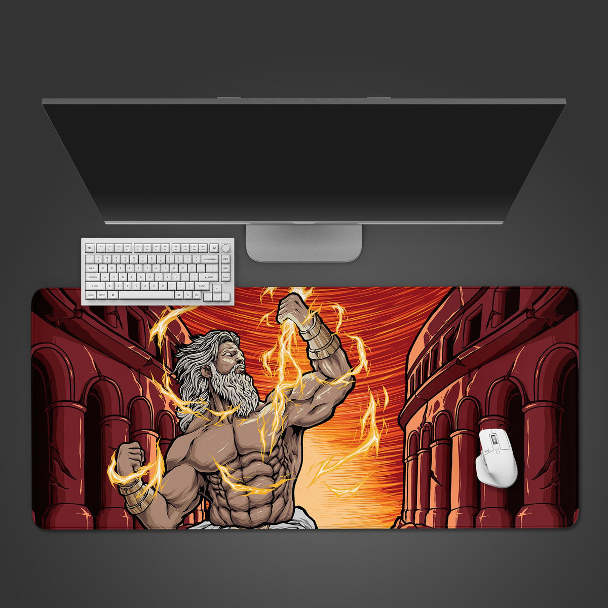 Zeus Desk Mat, King of Greek Gods Desk Pad, Mythical Lightning Mousepad ...