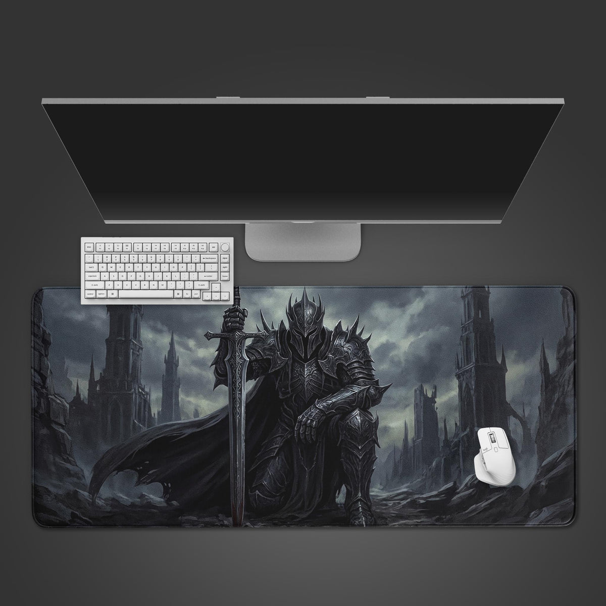 Iron Oath Knight – Gaming Desk Mat, XL Dark Fantasy Mouse Pad, Gothic ...