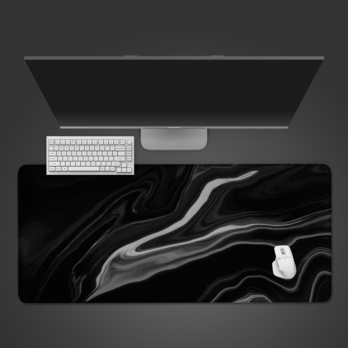 Lava Desk Pad, Black Gray Marble Mat, Flowing Lava Desk Mat, Modern ...