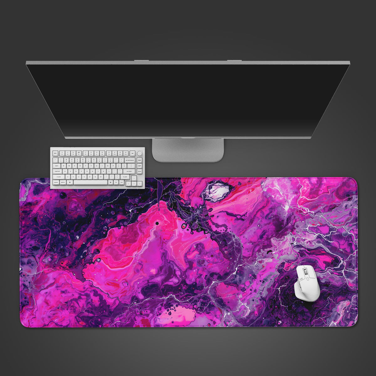 Magenta Liquid Desk Mat – Abstract Fluid Art Design, Large Gaming Mouse ...