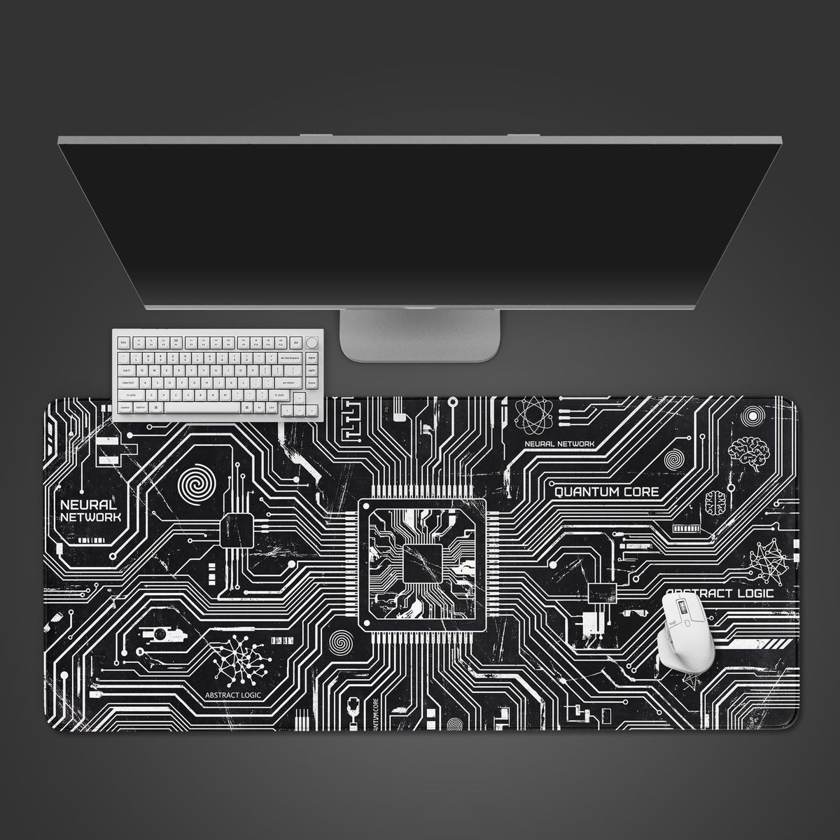 Quantum Core Desk Mat – Cyberpunk Neural Network Design, Large Extended ...