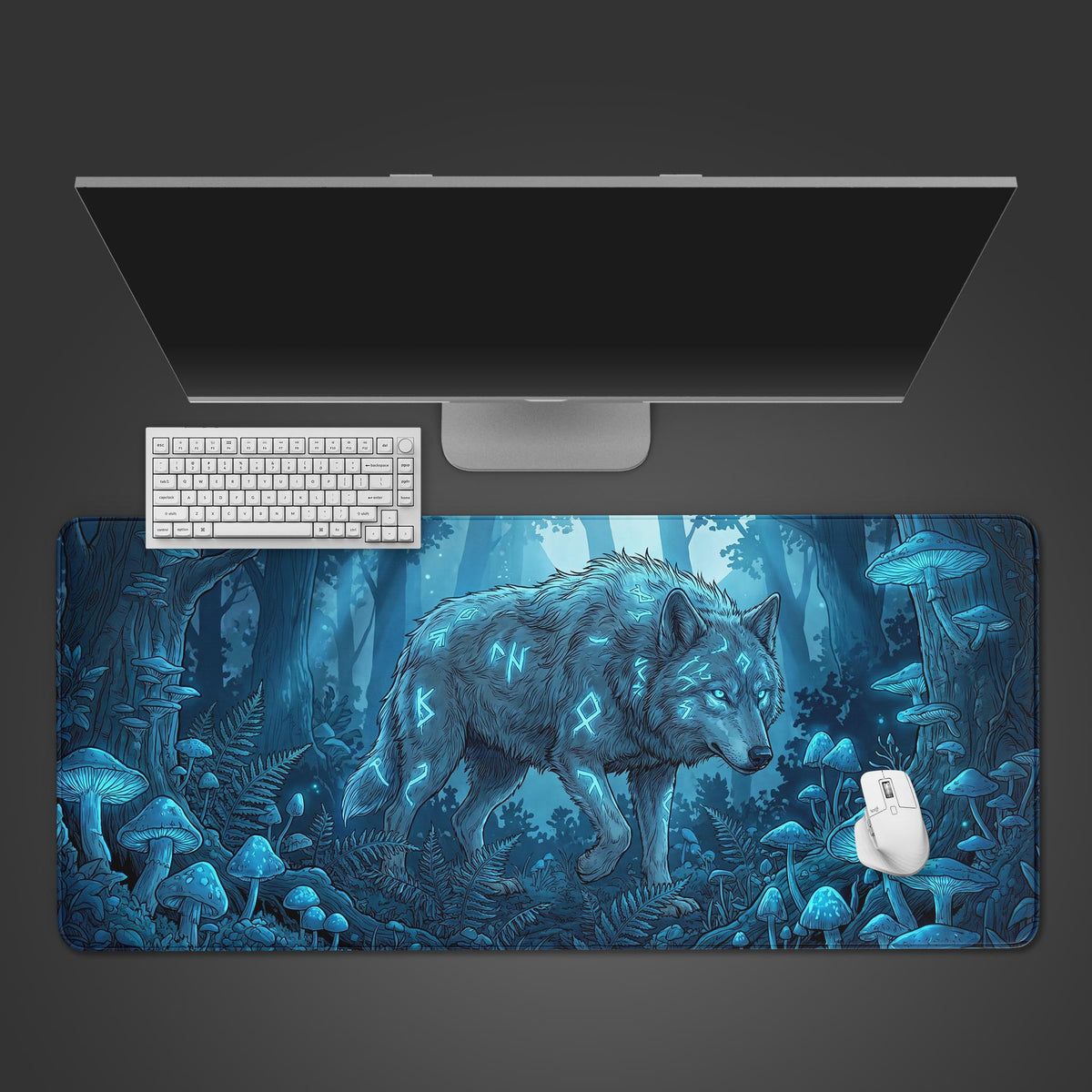 Spirit Wolf Runes – Gaming Desk Mat, XL Fantasy Mouse Pad, Norse ...