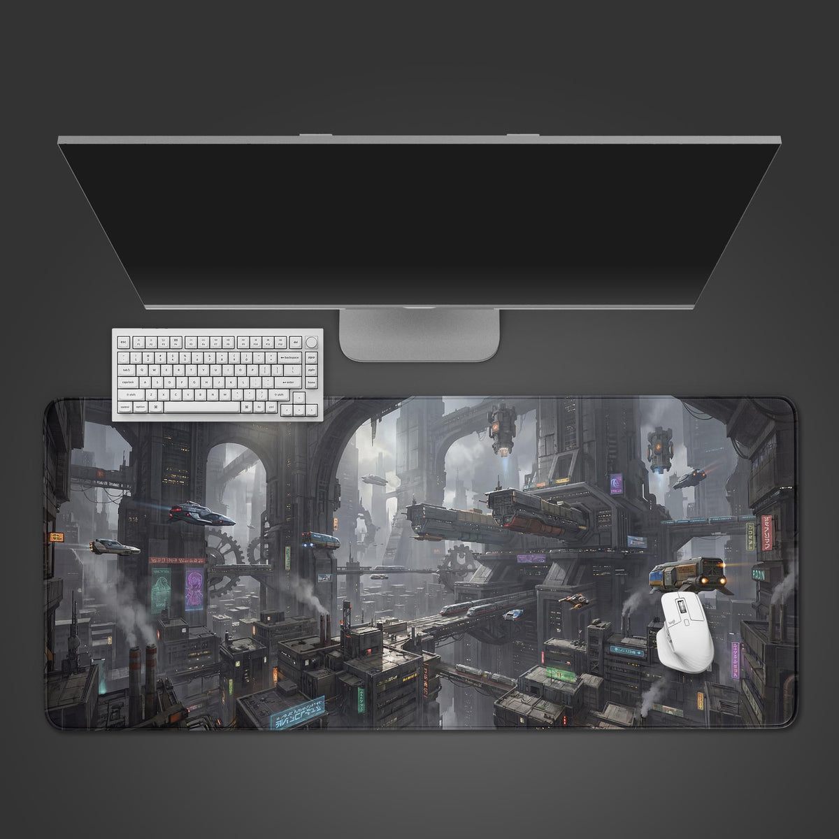 Steel Metropolis – Sci-Fi Gaming Desk Mat, XL Industrial Mouse Pad ...