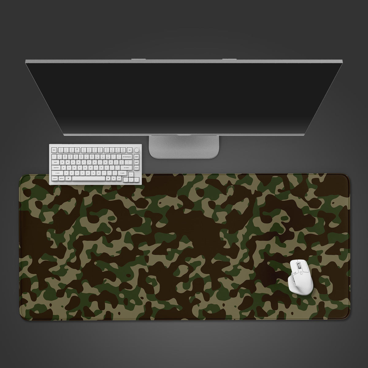 Woodland Camo Desk Mat – Classic Forest Pattern, Large Extended Mouse ...