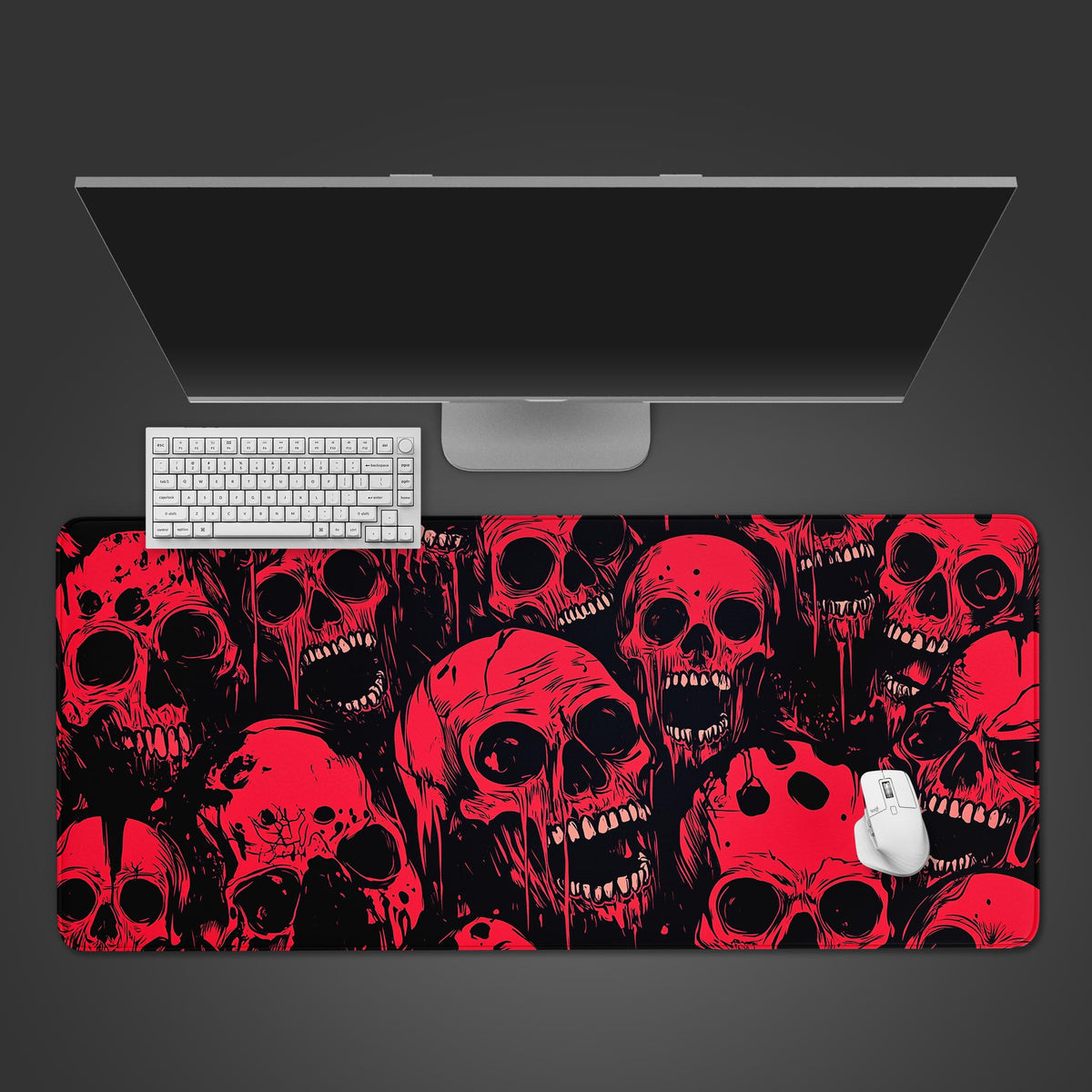 Zombie Horde Desk Pad, Horror Skull Desk Mat, Grotesque Red Skull ...